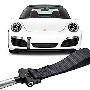 Xotic Tech Black Track Racing Towing Strap w/Tow Hole Adapter Compatible with Porsche Carrera 911 991 2013-up