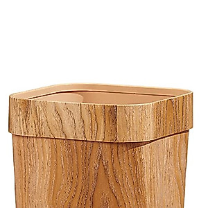MagiDeal Vintage Wood Grain Trash Can Waste Paper Basket Large Rubbish Bin Wastebasket Garbage Basket for Living Room Indoor Farmhouse Kitchen, A