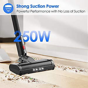 Cordless Vacuum Cleaner - Lightweight Stick Vacuum Cleaner w/ 250W Powerful Suction Brushless Motor, HEPA Filter, 4 in 1 Detachable Handheld, Long Runtime, Ideal for Home Hard Floor Carpet Pet Hair