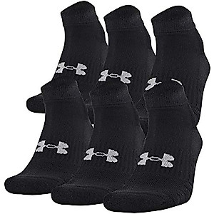 Under Armour Adult Training Cotton Low Cut Socks, Multipairs , Black (6-Pairs) , Large