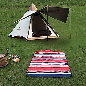 Fantasy Garden Camping Thin Mattress ,Waterproof and Sandproof Picnic Mat, for Outdoor Park Travel (59''x79''-Red Stripe)