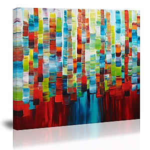 Modern Abstract Wall Art Colorful Abstract Wall Decor Red Texture Modern Art Canvas Painting Prints Pictures Home Decor for Living Room Dining Room Bedroom
