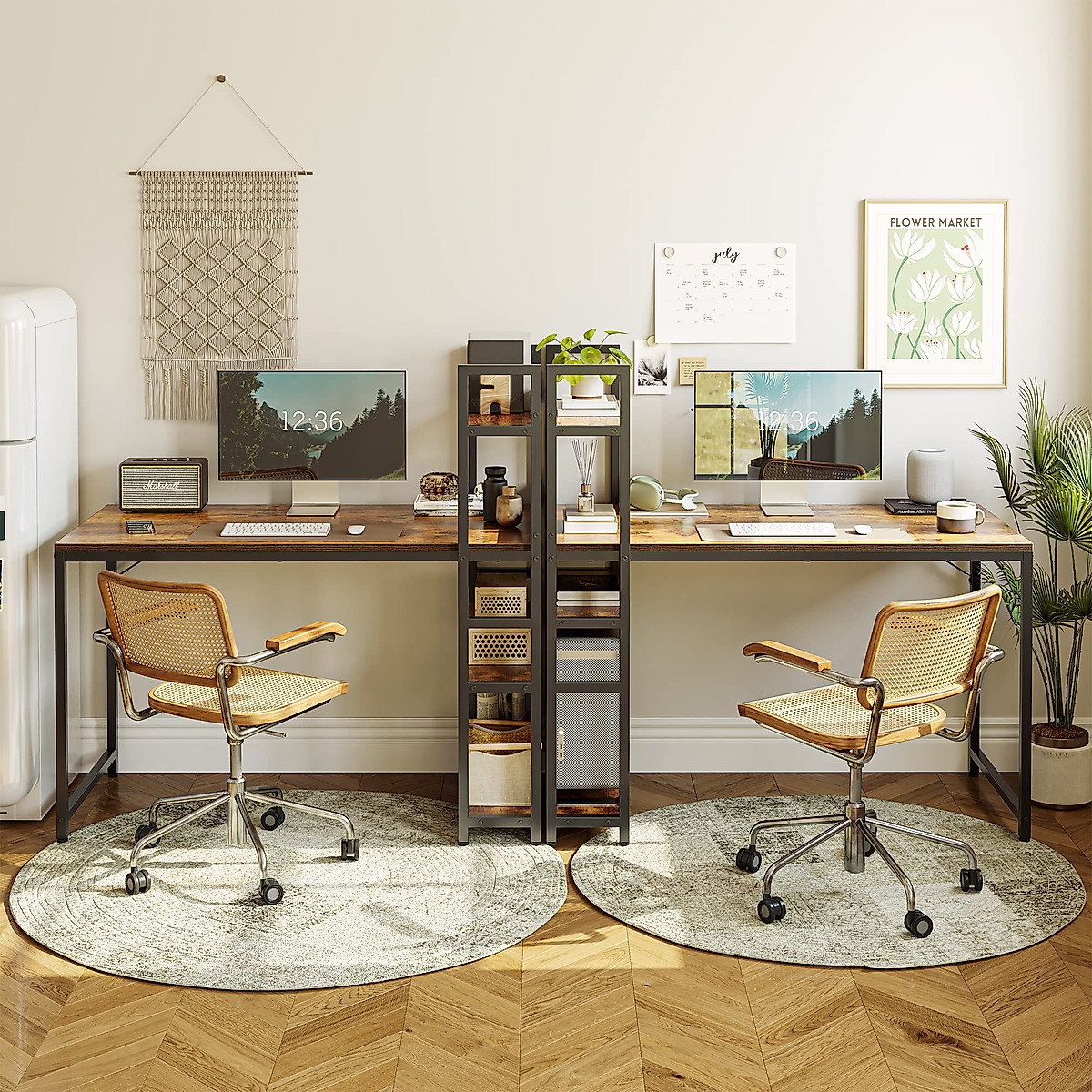 CubiCubi Computer Desk 40 inch with Storage Shelves Study Writing Table for Home Office,Modern Simple Style,Brown