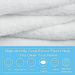Max K Dish Cloths - Absorbent, Soft, Quick-Drying Kitchen Towels - Coral Fleece Reusable Cleaning Dishcloths Set for Hands, Dishes, Counters, Table, Dinnerware - Lint-Free - 24-Pack White