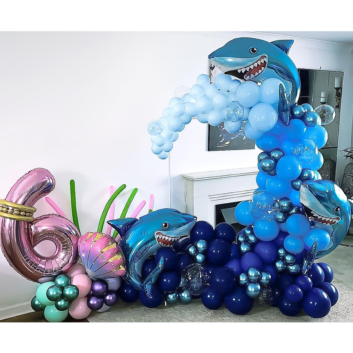 Bezente Blue Balloons Set,60pcs 12 inch Metallic Blue Pearl Blue Navy Blue Pastel Blue Latex Balloons Kit for Birthday,Baby Shower,Wedding,Graduation Party Decorations