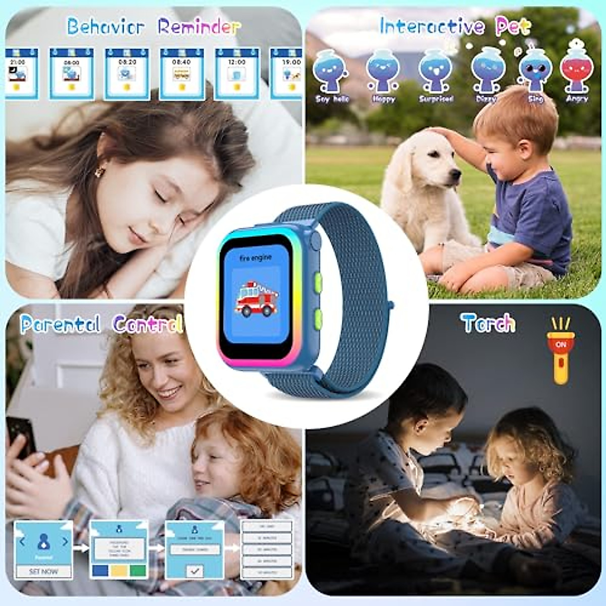 Hewitto Smart Watch for Kids, Kids Smart Watches Girls with Touch Screen and HD Camera, 12 Game Video Music Player Audiobook Alarm Clock Pedometer, Kids Watch for Boys Girls