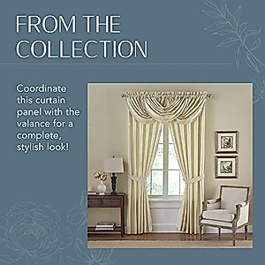 Elrene Home Fashions Versailles Faux-Silk Room-Darkening Curtain Panel, Blackout Curtain with Rod Pocket, 52 Inches by 84 Inches, Ivory, 1 Panel