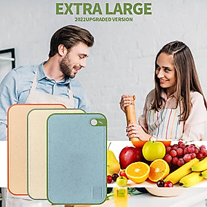 3 Pcs Cutting Board for Kitchen, Chopping Boards Set, Kitchen Cutting Boards Non Slip with Hanging Holes for Cutting Fruits, Vegetables, Easy to Clean, Reusable, 35 * 23 * 0.8cm/13.7x9x0.31 inch