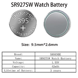 SKOANBE 10PCS LR926 SR927SW 1.5V AG7 399 395 395A LR57 Button Coin Cell Watch Battery