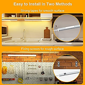 maylit Under Cabinet Lights Plug in, 3 Pcs 12 Inch Dimmable, Under Cabinet Lighting with Remote, Super Bright Soft White Under Counter Lights for Kitchen, Cabinet, Counter, Workbench, Desk
