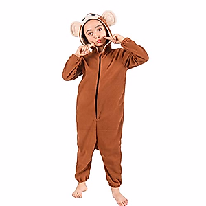 Kids Monkey Onesie Costume Boys Girls Animal Monkey Onesies Christmas Suit for Child Toddler with Banana Accessories
