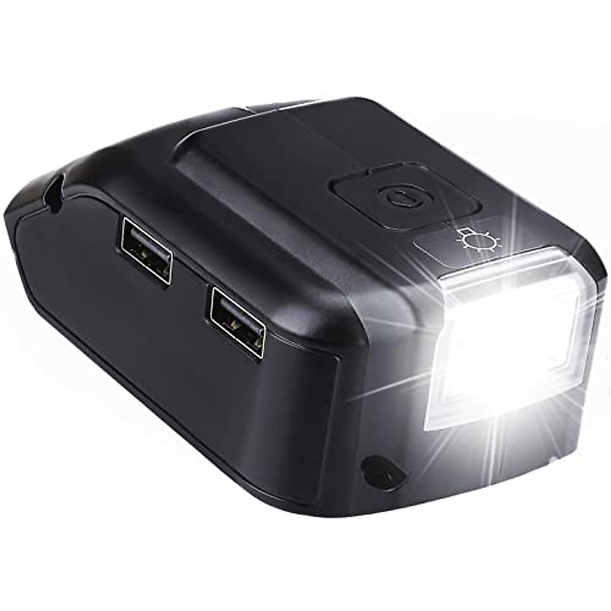 【with DC/USB Ports & LED Light】 Replacement for Dewalt Battery Adapter 20V Phone Charger Heated Jacket Ddapter for Dewalt DCB090 Converters Power Source (for Dewalt 12V 14.4V 18V 20V Battery)