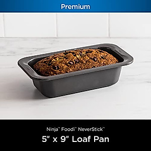 Ninja B30509 Foodi NeverStick Premium 9 inch x 5 inch Loaf Pan, Nonstick, Oven Safe up to 500⁰F, Dishwasher Safe, Grey (Pack of 2)