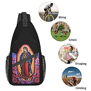Virgin Mary Our Lady Of Guadalupe Cross Chest Bags Multipurpose Chest Bags Man'S Woman Diagonally Shoulder Bag