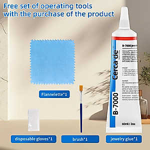 Cerca de b7000 Jewelry Glue，for DIY Crafts, Jewelry, gem,Pearl，Earring，Bracelet，Gold，Silver，Metals,Rhinestone，etc. High-Strength Glue, Waterproof, Clear, with Precision tip, 2 oz.