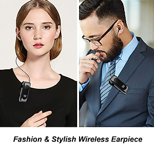 Retractable Wireless Headset Headphone Stereo Earphone V5.0 Noise Cancelling Mic Clip on Earpiece Comfortable HandsFree Headset 20Hrs Talking Time Sports Business Trucker Driver Earbud