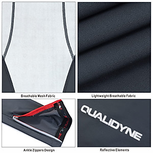 qualidyne Men's Cycling Bib Tights 3D Padded Winter Thermal Cold Weather Bike Bib Pants Biking Bicycle Long Leggings.
