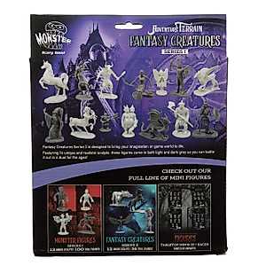 Monster Fantasy Creature Mini Action Figure Playset - 98pcs Toy Miniatures w 14 Unique Designs - Dragons, Wizards, Orcs, & More- XL 1/32 Scale Compatible with Dungeons and Dragons and Other RPG Games
