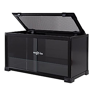 REPTI ZOO Glass 15 Gallon Reptile Tank 24" X 12" X 12", Black-Tinted ECO Reptile Terrarium