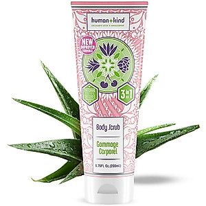 Human+Kind Body Scrub - Exfoliating, Hydrating Body Polish that Scrubs Away Dead Skin Cells - Clarifying Treatment for Soft, Smooth Skin with Bamboo Extract Beads - Vegan and Cruelty Free - 6.76 oz