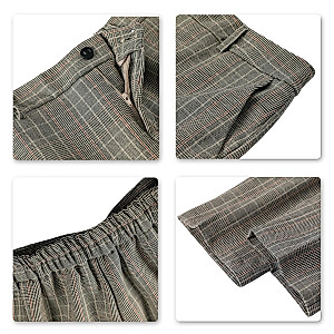 YUNCLOS Women's Vintage 2 Piece Plaid Suit Set 1 Button Stylish Blazer and Pants Yellow