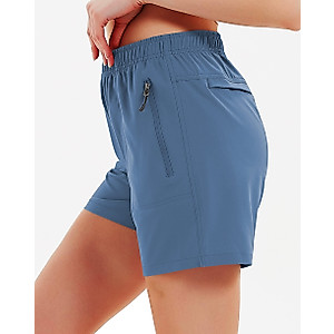 Nomolen Women's 5" Hiking Cargo Shorts Quick Dry Lightweight Athletic Outdoor Shorts for Workout with Zipper Pockets UPF 50+
