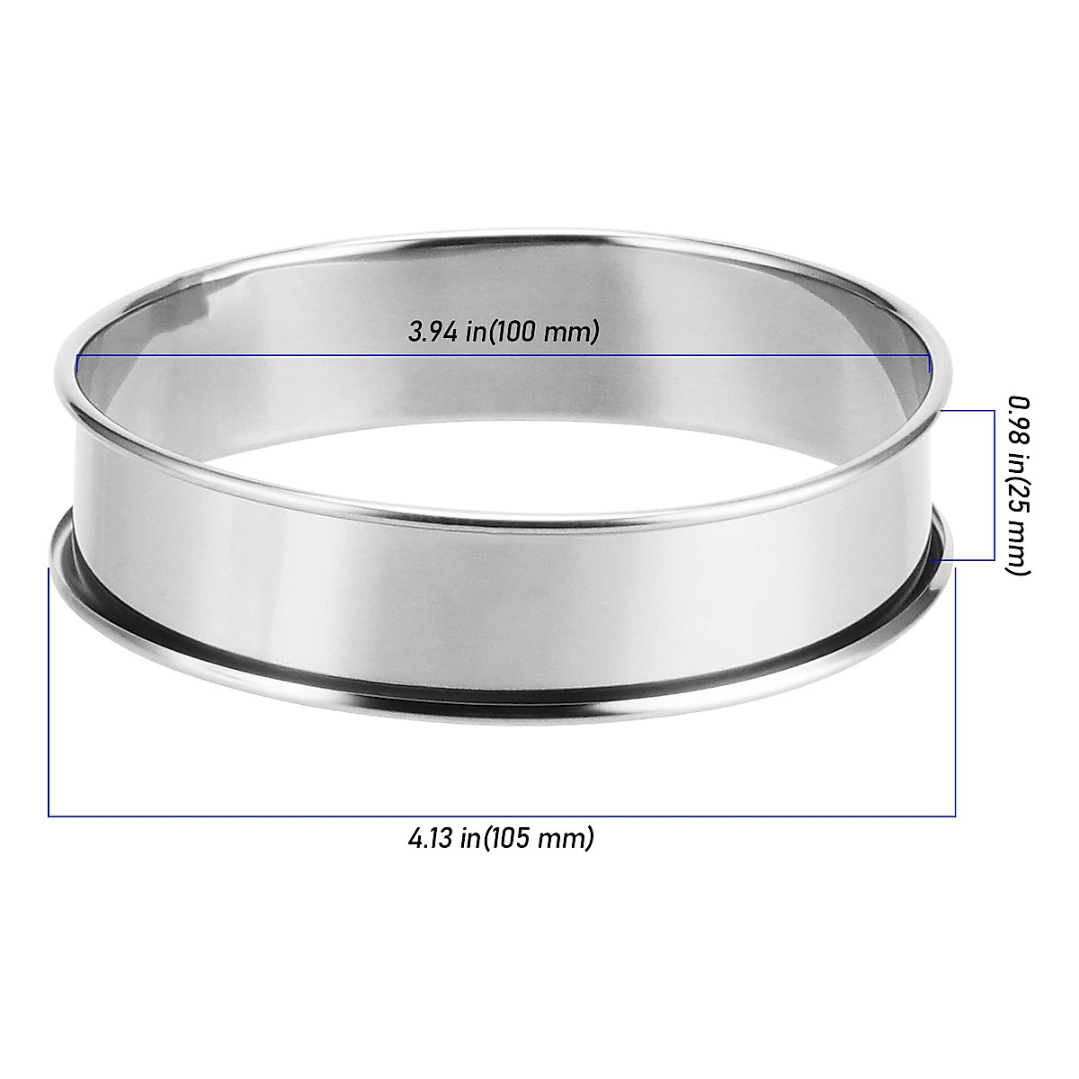 ZEONHEI 8 PCS 4 Inch English Muffin Ring, Stainless Steel Crumpet Rings, Double Rolled Tart Rings for Baking Fluffy Muffins, Eggs, Pancakes, Pastry