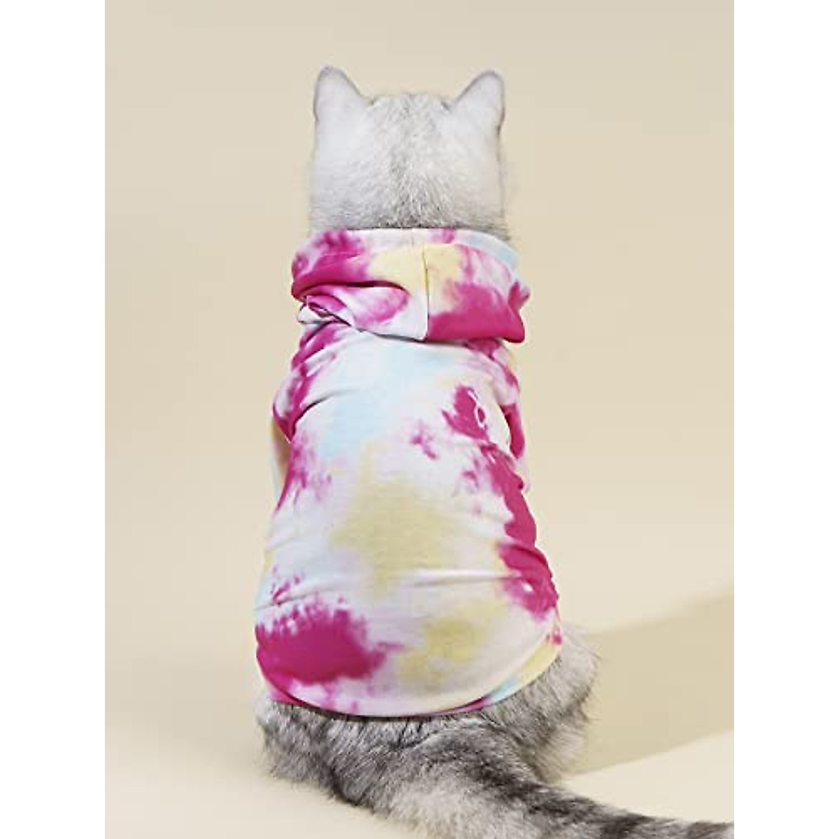 QWINEE Tie Dye Dog Hoodie Dog Sweatshirt Cat Shirt Apparel Dog Clothes for Puppy Kitten Cat Small Dogs Pink and Blue X-Small