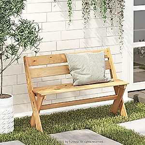 Furinno Tioman Outdoor 2 Seater Bench, Cross Leg Bench