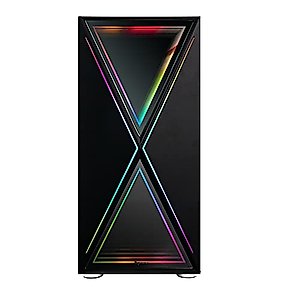 Bgears b-BlackWidow-RGB Black Gaming PC ATX case, Special Ripple effect Front Panel, Tempered Glass side. 2 x USB3.0, 3 x PWM 120mm ARGB Fans, Fan Controller with Remote, Support up to EATX board