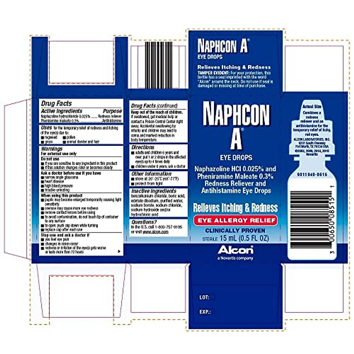 Alcon Naphcon Eye Drops, Allergy Relief 15 ml