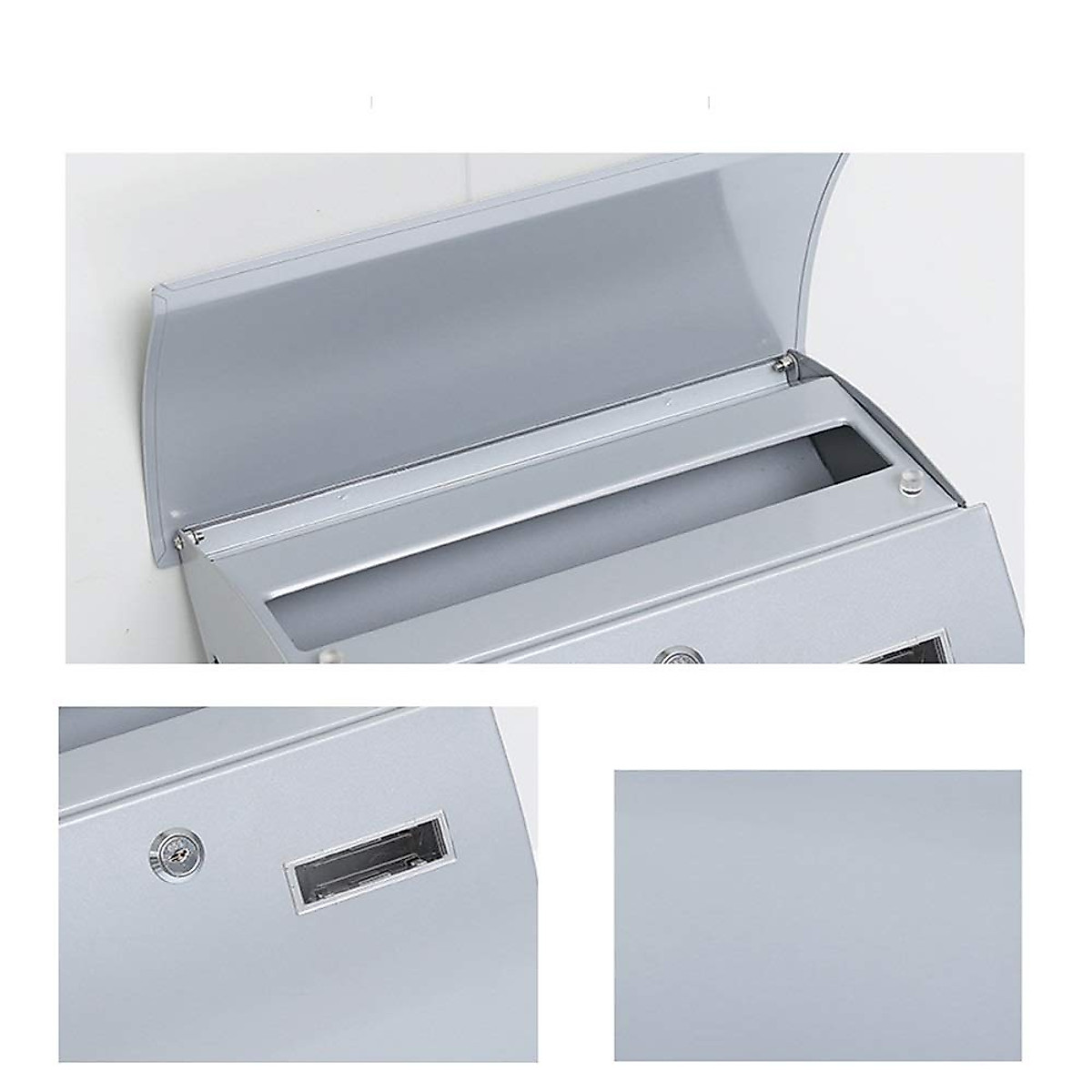 Mailboxes for Outside Mailbox Wall Mount Post Box European Villa Home Wall-Mounted Mailbox Outdoor Garden Waterproof Newspaper Box Creative Circular Simple Letterbox Silver