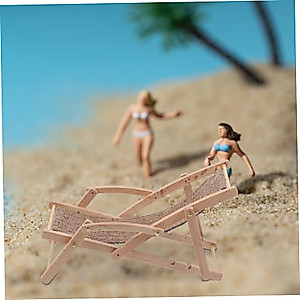 CIYODO ，， ， Chairs Decor Chaise Lounge Reclining Chair Beach Chair Doll Chair Mini Deck Chair Model Miniature Chair Miniature Deck Chair Mini House Chair Model Wood