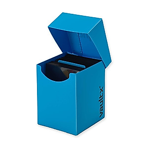 Vault X ® Deck Box and 150 Black Card Sleeves - Large Size for 120-130 Sleeved Cards - PVC Free Card Holder for TCG (Blue)
