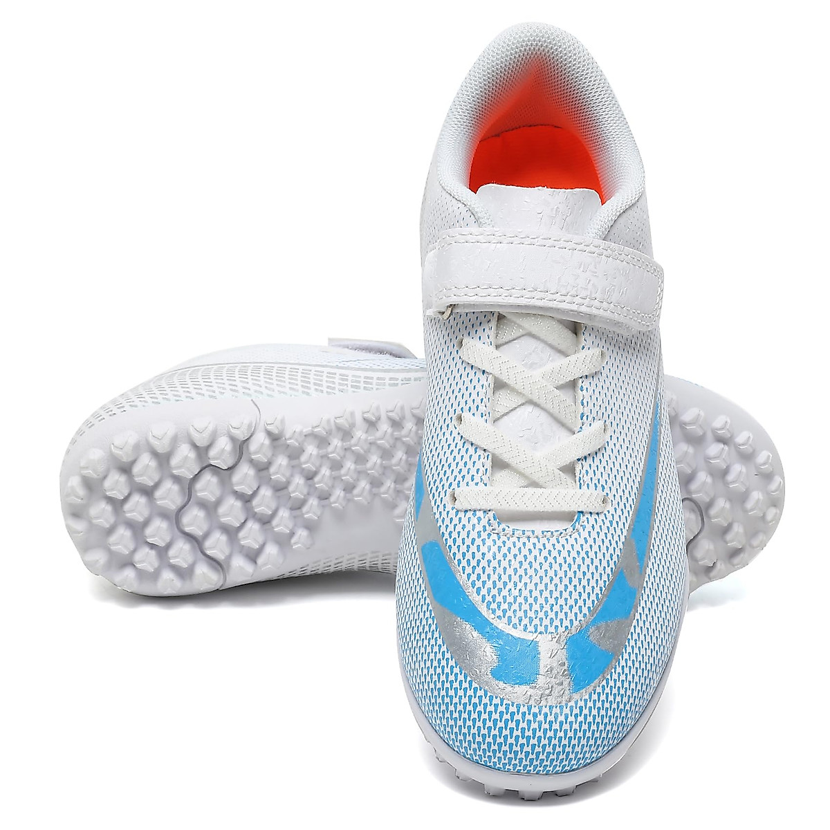 Unitysow Kids Turf Soccer Shoe Boys Girls Soccer Cleats Athletic Outdoor/Indoor Football Shoes,White,1 Little Kid