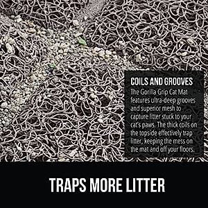 The Original Gorilla Grip 100% Waterproof Cat Litter Box Trapping Mat, Easy Clean, Textured Backing, Traps Mess for Cleaner Floors, Less Waste, Stays in Place for Cats, Soft on Paws, 35x23 Gray