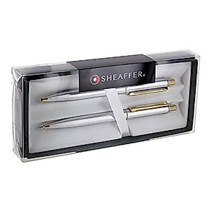 Sheaffer Sentinel, Brushed Chrome Cap & Barrel, Gold Plate Trim, Ball Point Pen & 0.7mm Pencil Set (E932551DC)