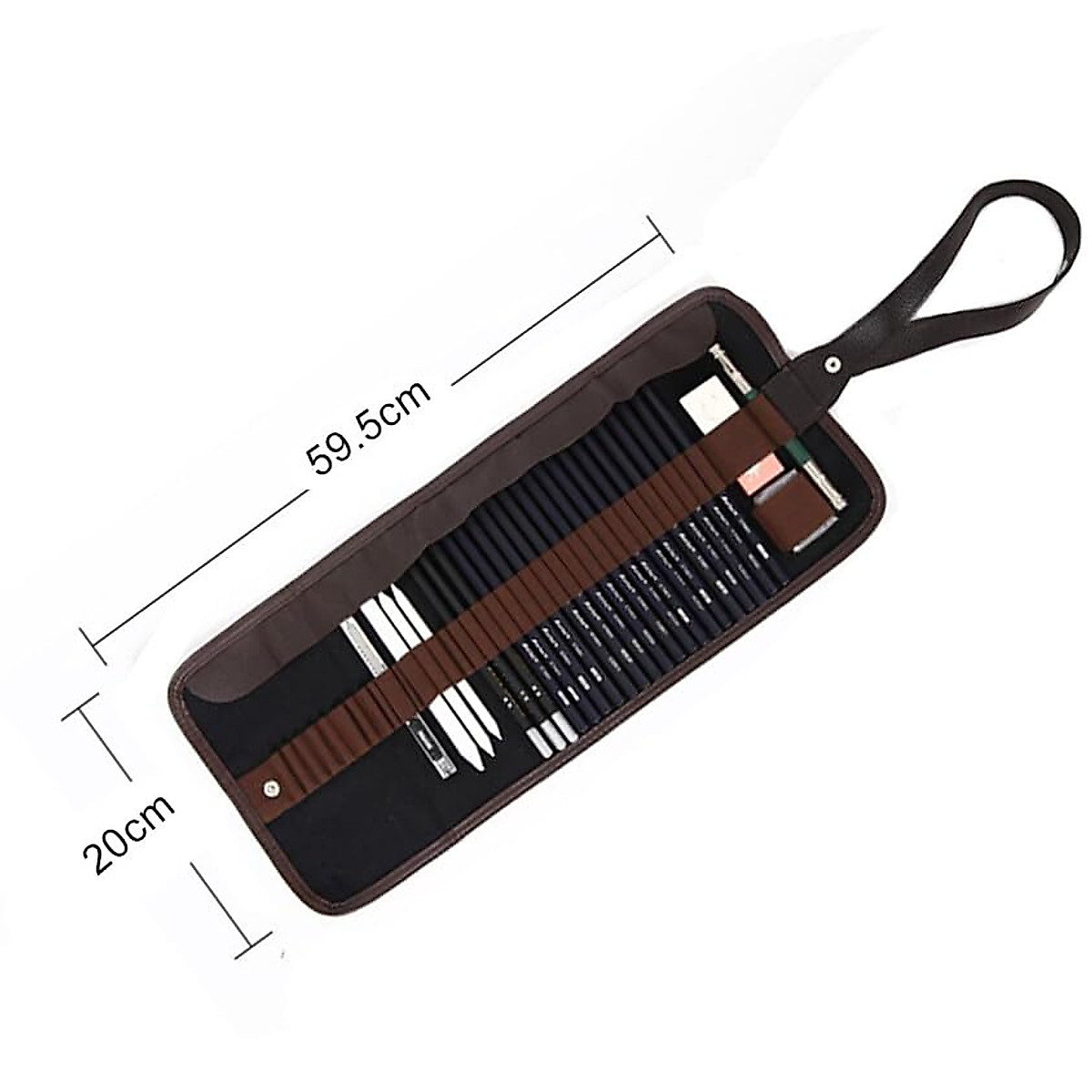 1 Pack Colored Pencils Roll 48 Slot Canvas Pencil Organizer Bag Wrap Multi Use Roll Up Pencil Case Pencil Pouch Holder Rollable Pouch for Painter Artist School Office Travel (Black)