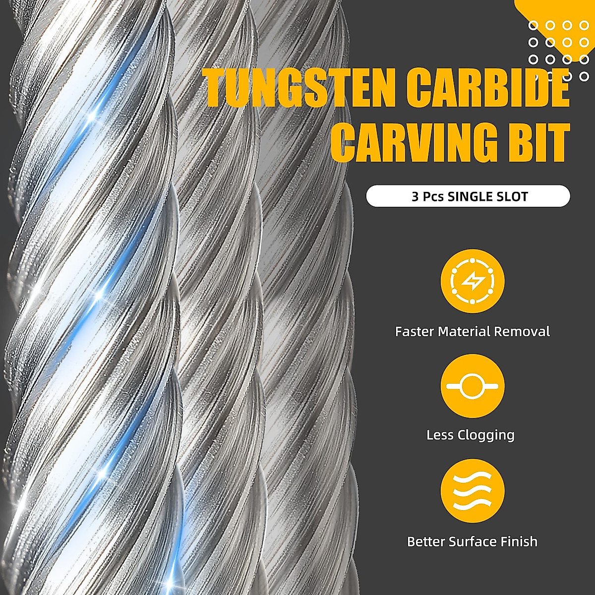 CAELUM Cylinder Tungsten Carbide Cutter, High-Performance Rotary Carving Bit, Metal Grinding Carving Tool Drill Bits, 1/8 in Shank Diameter for Die Grinder Kits, Silver, 3 Pcs