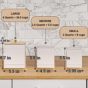 Kitchen Canisters for Countertop Set of 3 with Customizable Chalkboard Labels & Marker Pen - Big Iron Kitchen Canisters with Airtight Lids - Canisters Sets for the Kitchen - White Kitchen Canister Set