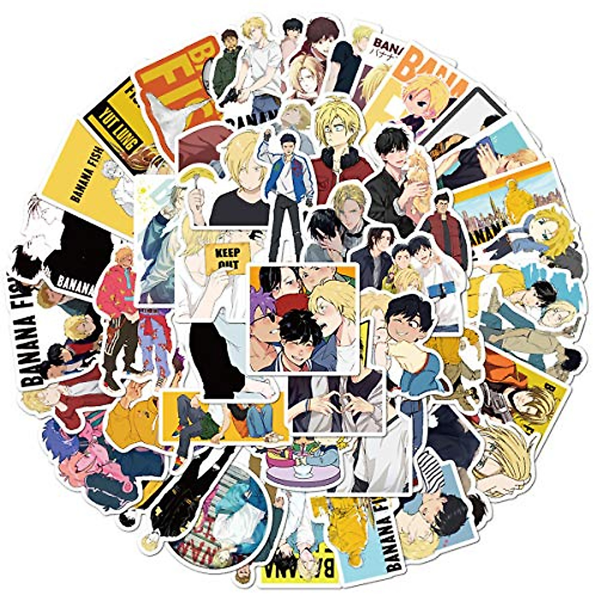 50Pcs Anime Banana Fish Stickers for Car Laptop PVC Backpack Water Bottle Pad Bicycle Waterproof Decal Sticker Kids Toy /Banana Fish