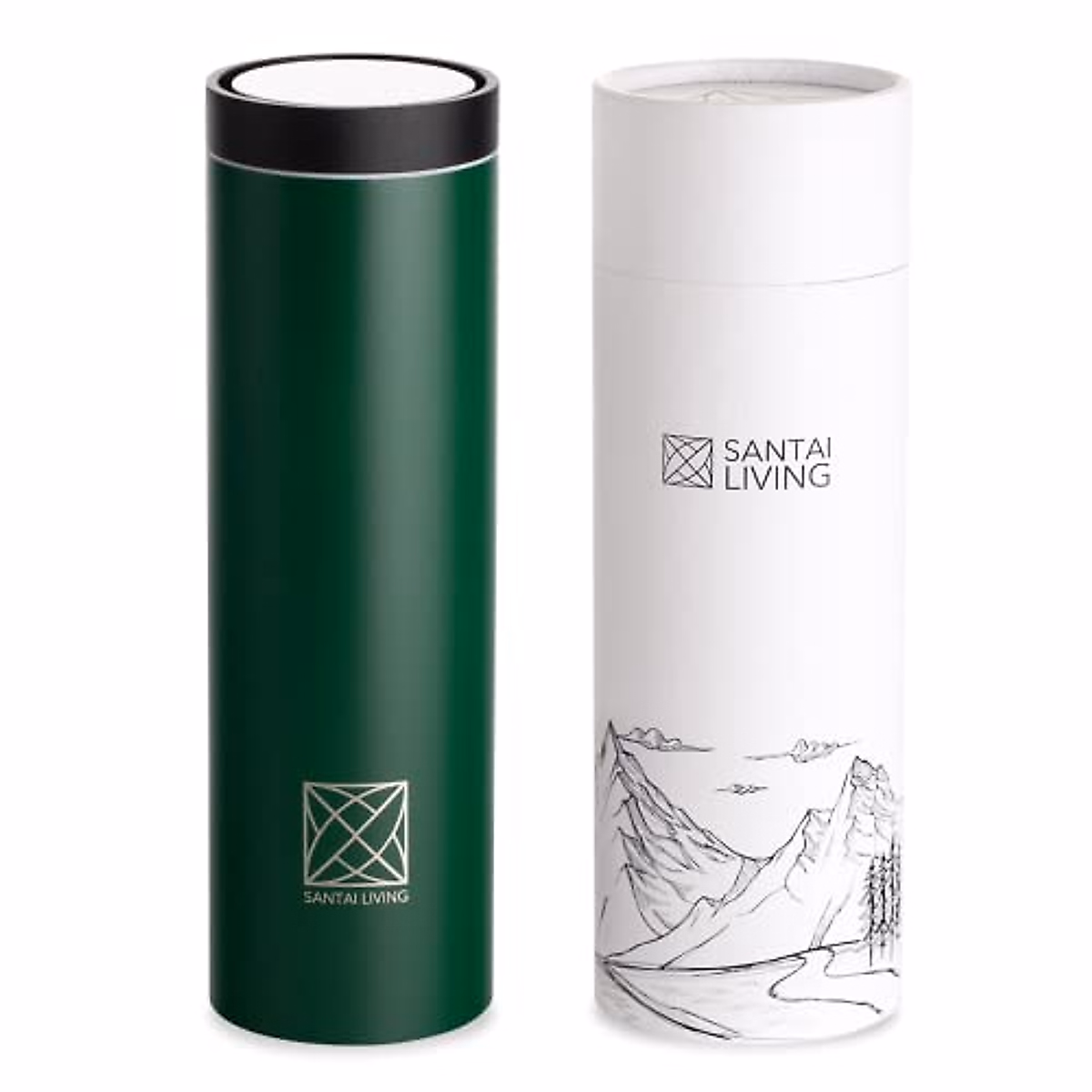 2022 Santai Living 1-Click Open Vacuum-Insulated Travel Mug - Double Walled Stainless Steel Thermos Flask 17oz (Green)