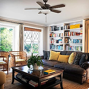 Hampton Bay Wellston II 44 in. Indoor LED Bronze Dry Rated Downrod Ceiling Fan with Light Kit and 5 Reversible Blades, 52044