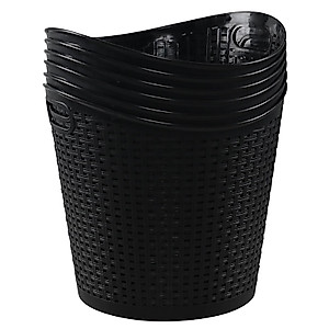 Vadidiya 40 L Large Plastic Laundry Hamper, Plastic Clothes Basket with Handles, Black, 6 Packs