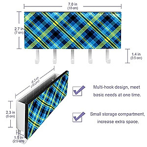 Coat Rack Wall Mounted, 5 Rail Wall Decorative Hooks Hanging for Clothes Hat Towel Purse Key, 7 Inches, 4.4lbs(Max), Blue Color Pattern
