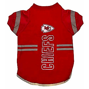 Pets First NFL Kansas City Chiefs Dog T-Shirt, Football Dogs & Cats Shirt - Durable Sports PET TEE - 3 Sizes, NFL PET Outfit, Reflective TEE Shirt in Team Color, Cool Football Dog Tee