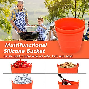 2 PCS Reusable Silicone Grease Bucket Liner for Traeger Drip Tray Liner for Traeger Grill Accessories for Pit BOSS Pellet Grill Traeger Pro Series Tailgater Ironwood Grill (Orange)