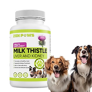 Zenpaws Milk Thistle for Dogs - 180 Chewable Tablets - Canine Liver and Kidney Support Supplement for Dogs - Detox for Dogs - Liver Supplement for Dogs, 800 mg