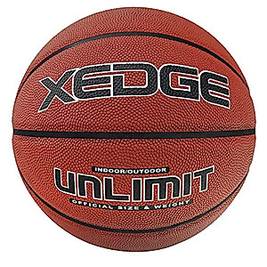 XEDGE Basketball Size 5/6/7 Composite Leather Street Basketball Indoor Outdoor Game Ball with Needle,Pump and Carry Bag (red, Size 7)