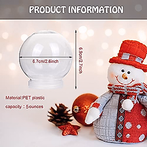 8 Pieces 2.7 Inch/69mm Plastic Snow Globe Clear Plastic Water Globe Fillable Snow Globe with Screw Off Cap for DIY Crafts Christmas Home Decoration
